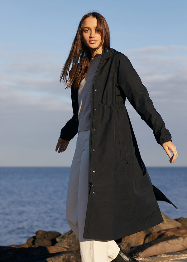 Overland Long Waterproof Jacket - Black | Sustainable Australian ...