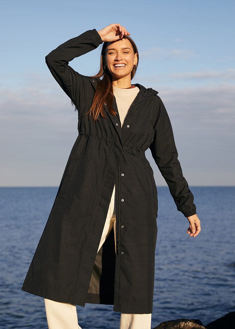 Overland Long Waterproof Jacket - Black | Sustainable Australian ...