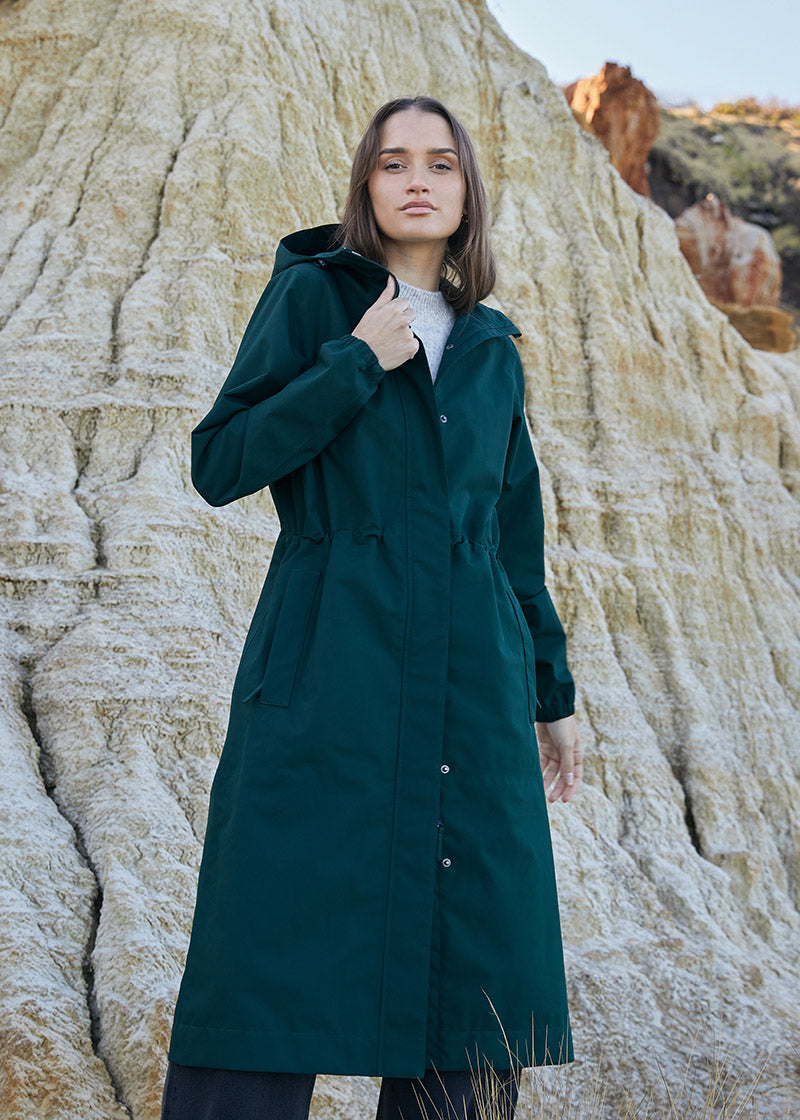 Overland Long Waterproof Jacket - Eucalyptus Green | Sustainable ...